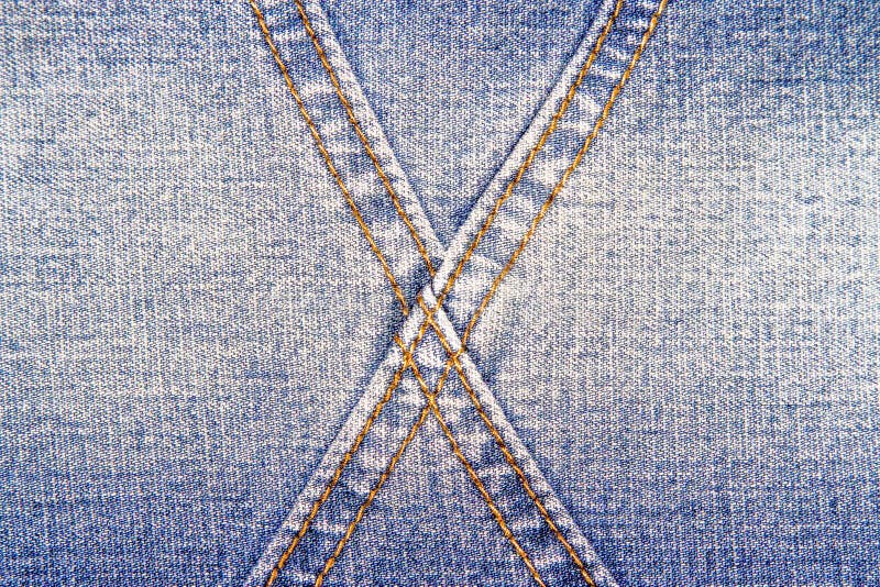 Blue Jeans Texture Background Cross Orange Seam Stock Photos - Free ...