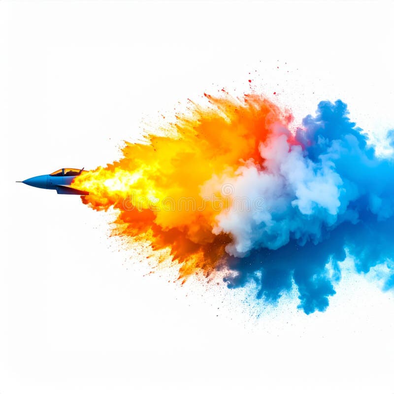 Blue Jet Breaking through Orange and Blue Smoke Stock Illustration ...