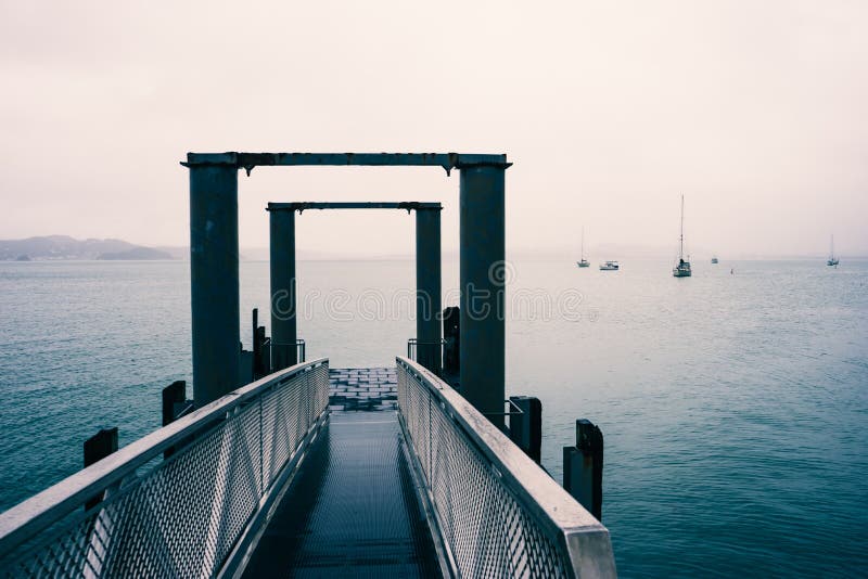 Blue Jetty Mist stock image. Image of foggy, scene, rails - 84521261