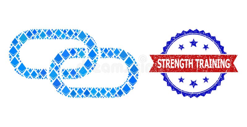 Blue Jevel Collage Chain Element Icon and Distress Bicolor Strength ...