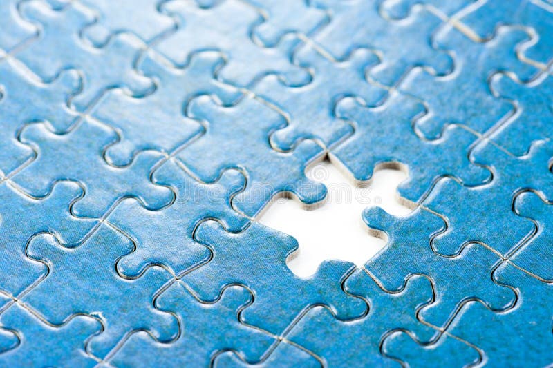 Blue jigsaw puzzle stock photo. Image of jigsaw, progress - 341771288
