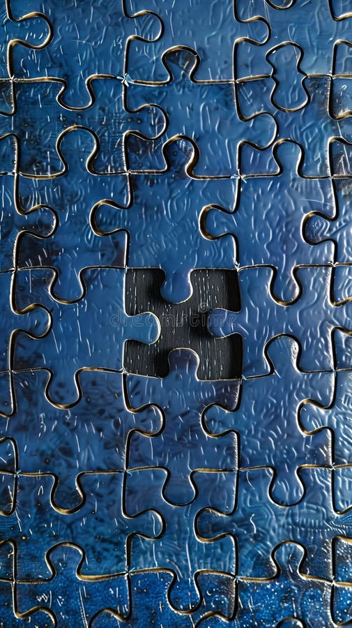 Blue Jigsaw Puzzle with a Missing Piece in the Center, Abstract Problem ...