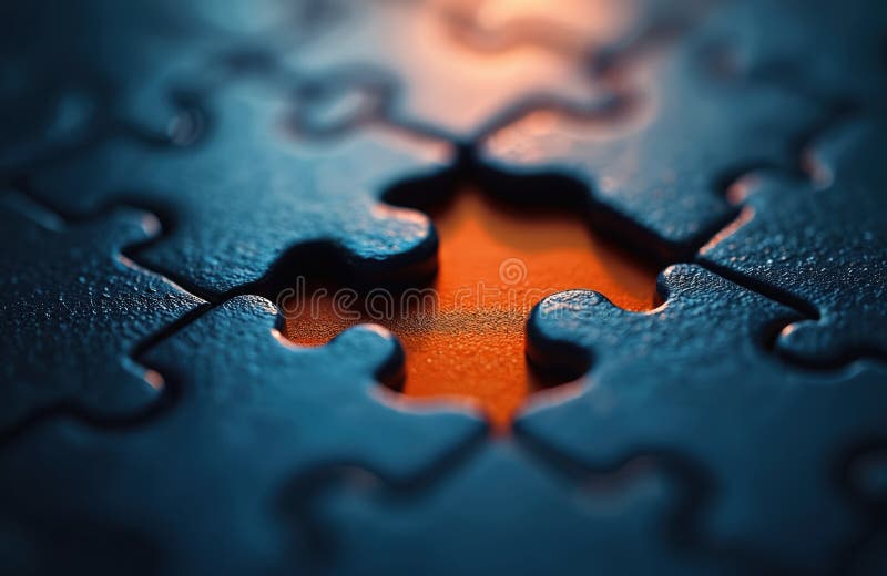 Blue Jigsaw Puzzle with Missing Piece. Concept of Problem Solving ...