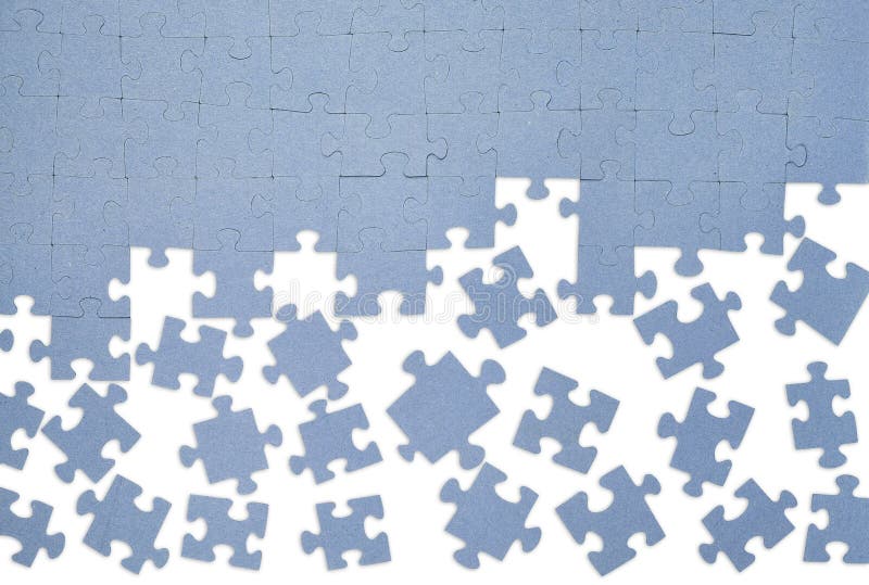 Blue Jigsaw Puzzle with Missing Pieces on a White Background ...