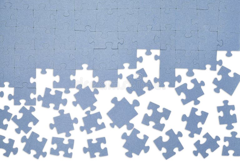 Blue Jigsaw Puzzle with Missing Pieces on a White Background ...