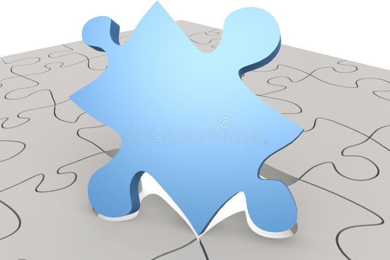 Blue Jigsaw Puzzle Piece Highlighted Stock Illustration - Illustration ...