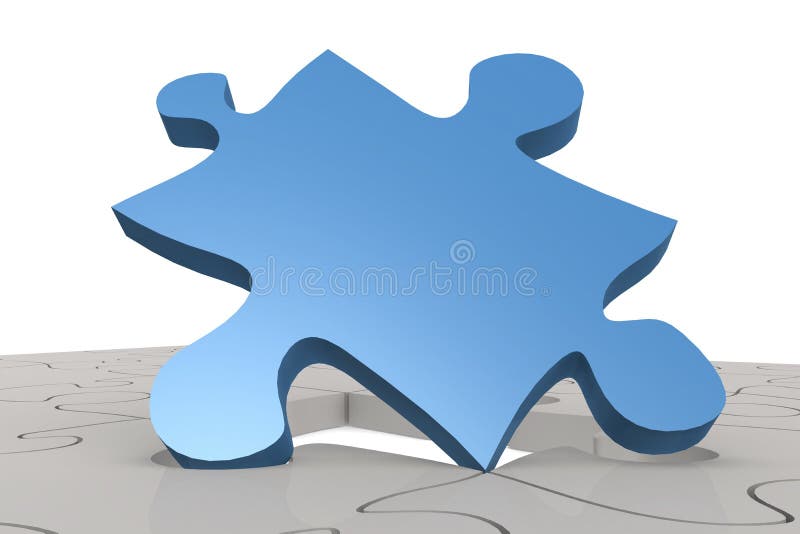 Blue Jigsaw Puzzle Piece Highlighted Stock Illustration - Illustration ...