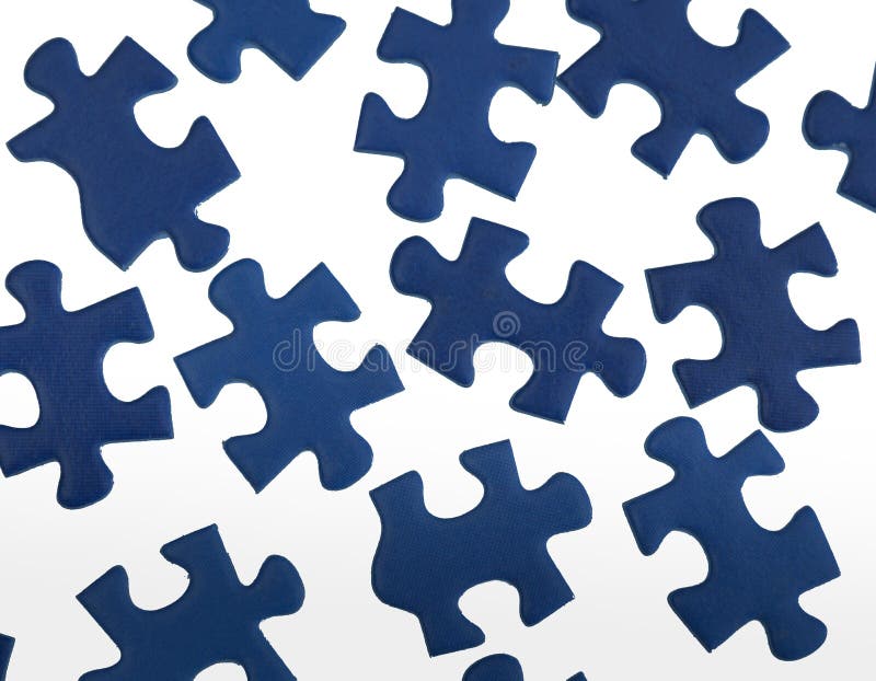 Blue Jigsaw Puzzle Pieces Isolated on White Background. Stock Photo ...