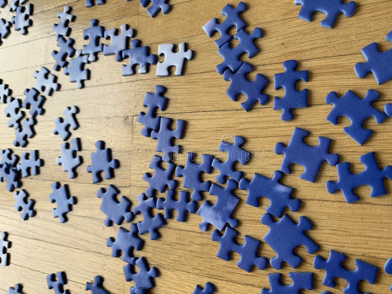Blue jigsaw puzzle pieces stock photo. Image of blue - 180912874