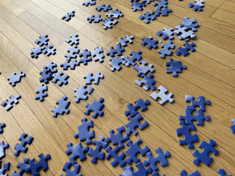 Blue jigsaw puzzle pieces stock image. Image of matching - 180912883