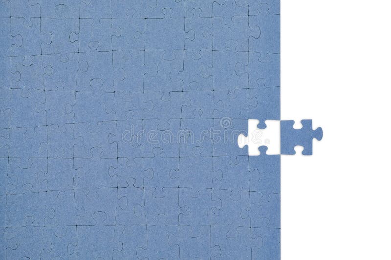 Blue Jigsaw Puzzle with a Single Missing Piece on a White Background ...