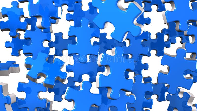 Blue Jigsaw Puzzle on White Background Stock Illustration ...