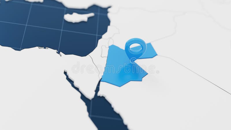 Blue Jordan 3d Map with Pointer Pin Surrounded with Other Countries in ...