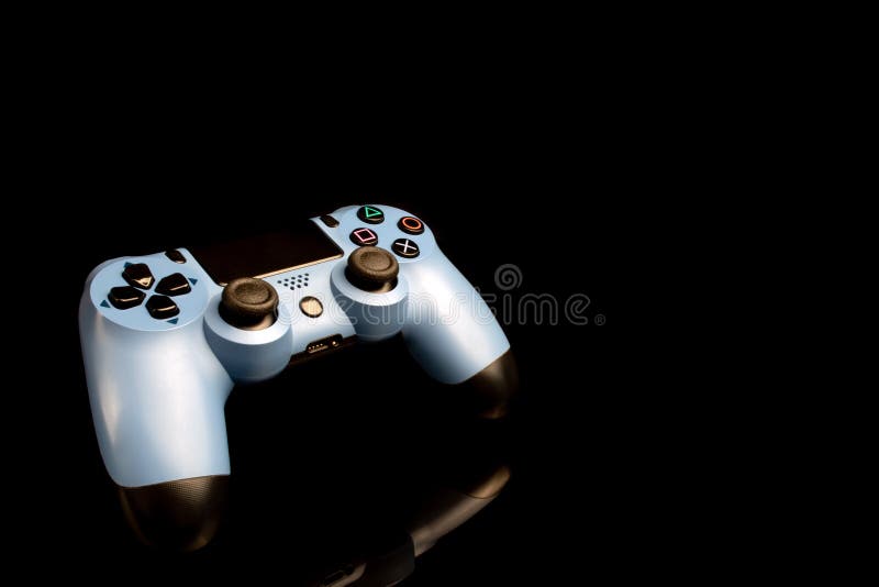 A Blue Joystick from a Game Console on a Black Background Editorial ...