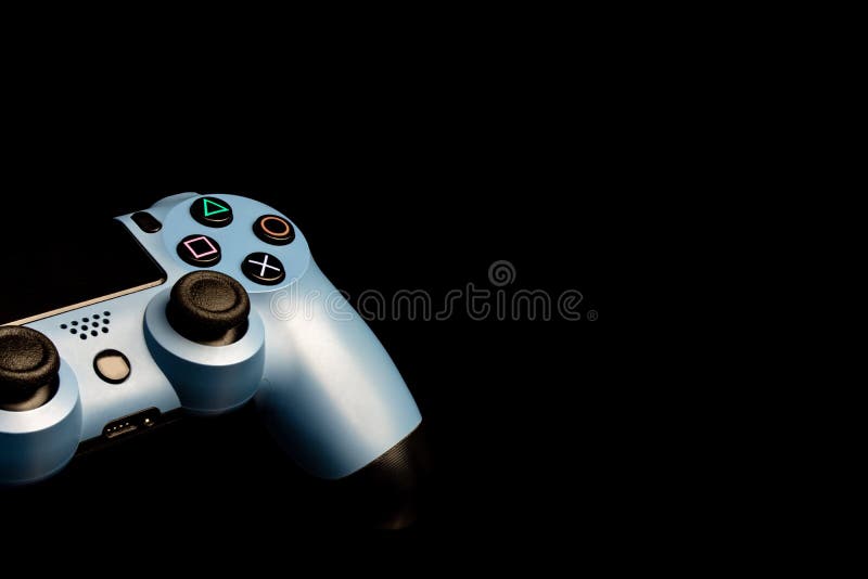 A Blue Joystick from a Game Console on a Black Background Editorial ...