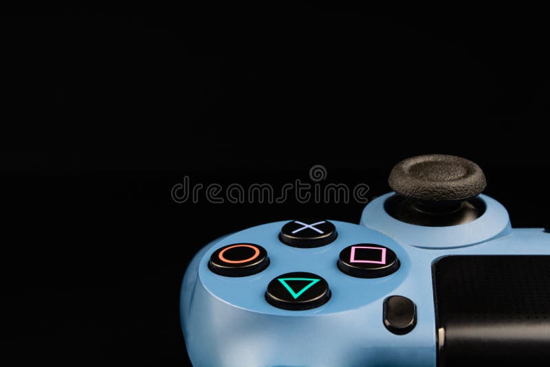 A Blue Joystick from a Game Console on a Black Background Editorial ...