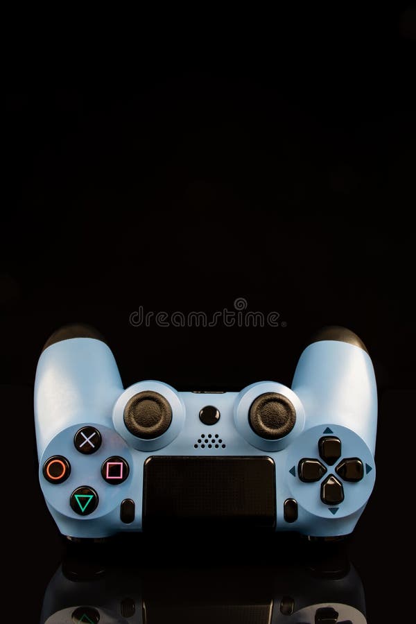 A Blue Joystick from a Game Console on a Black Background Editorial ...