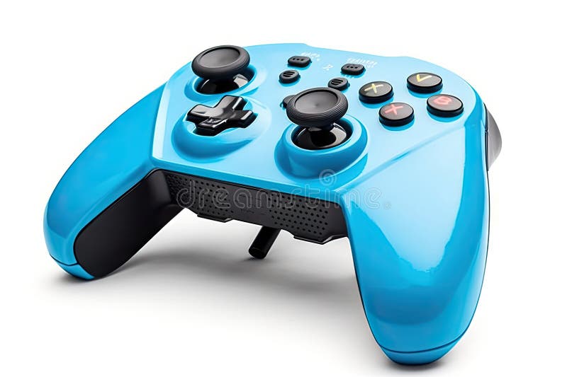 Blue Joystick Video Game Controller Isolated White Stock Photo - Image ...