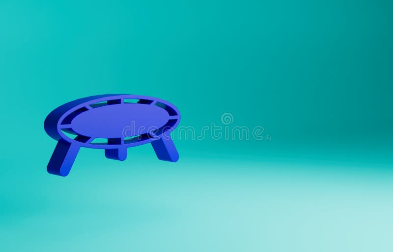 Blue Jumping Trampoline Icon Isolated on Blue Background. Minimalism ...