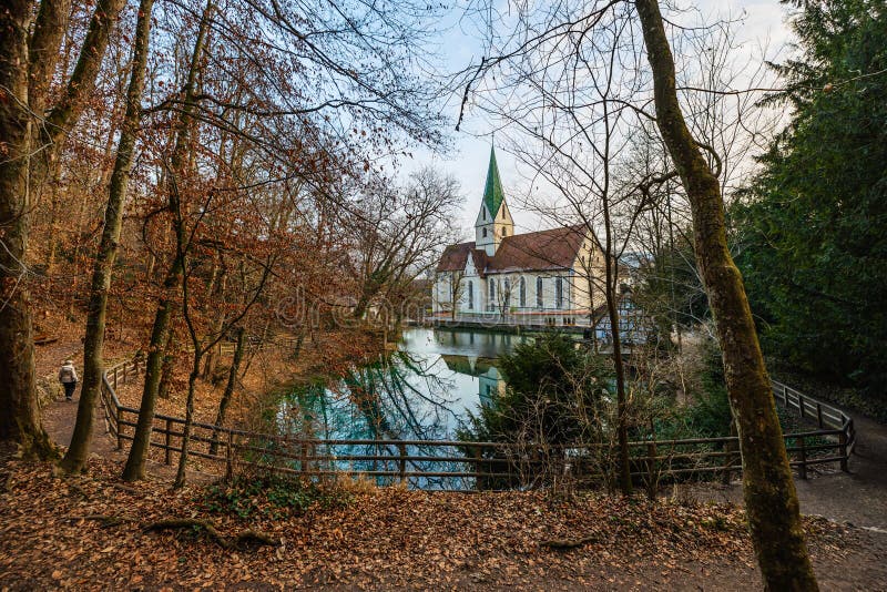 Blue Karst Spring `Blautopf` with the Hammermill and the Blaubeuren ...