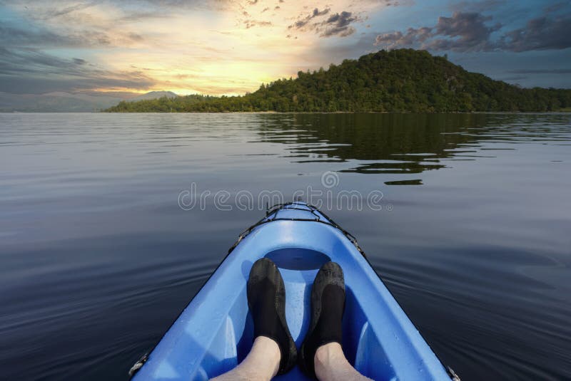 Blue Kayak in Loch Lomond on Open Water Stock Image - Image of paddle ...