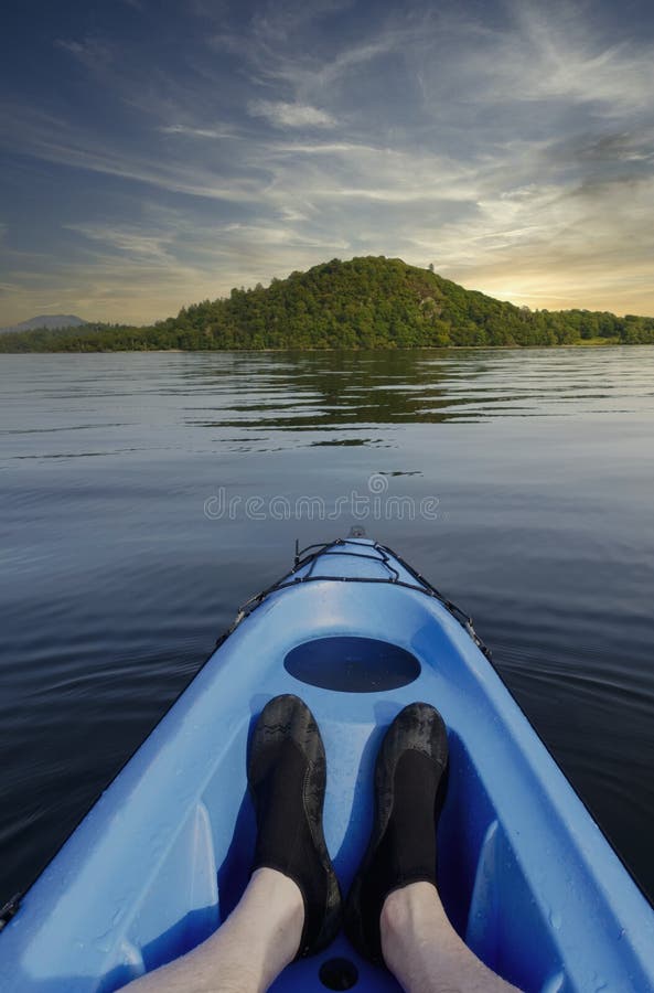 Blue Kayak in Loch Lomond on Open Water Stock Image - Image of vacation ...