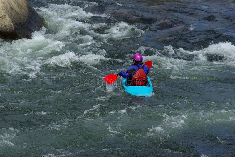 Blue Kayak on the River stock image. Image of nautical - 4815595