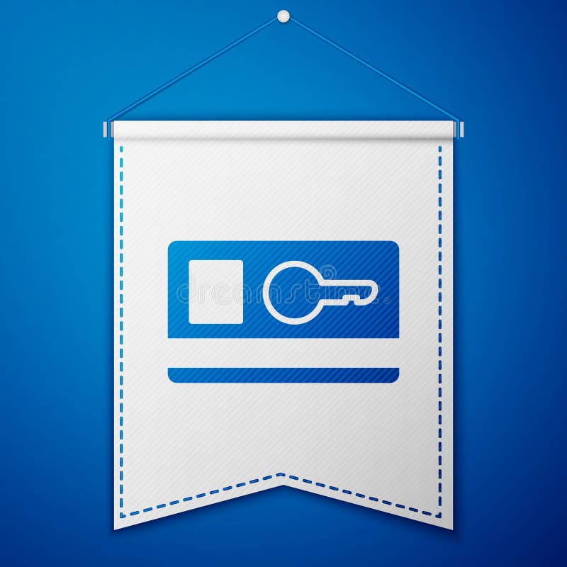 Blue Key Card Icon Isolated on Blue Background. White Pennant Template ...