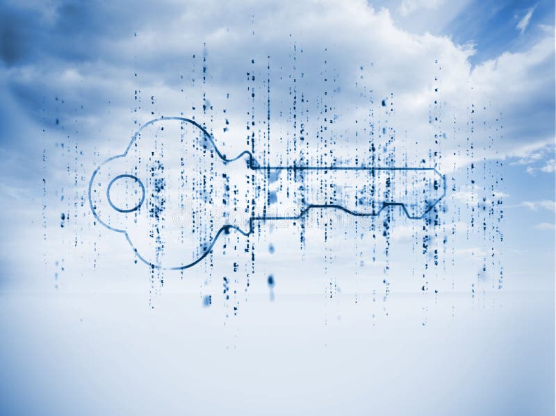Blue key in cloudy sky stock illustration. Illustration of graphic ...
