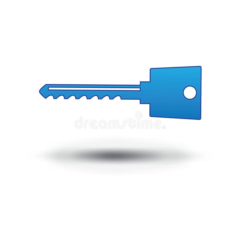 Blue key icon stock vector. Illustration of metal, white - 110260162