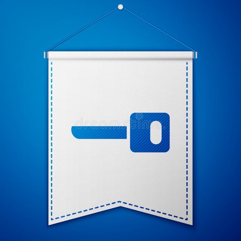 Blue Key Icon Isolated on Blue Background. White Pennant Template Stock ...