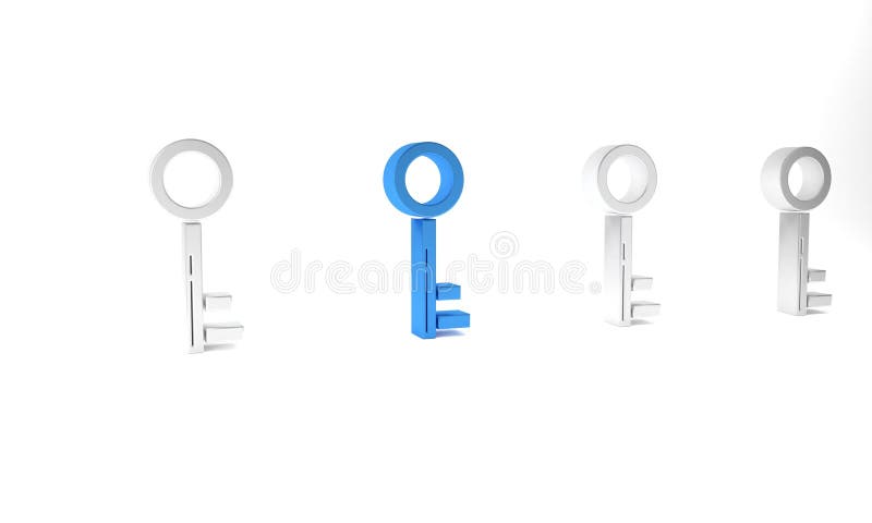 Blue Key Icon Isolated on White Background. Minimalism Concept Stock ...
