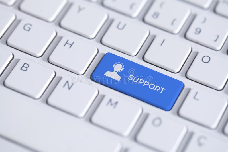 Blue key with support icon stock image. Image of security - 160366087