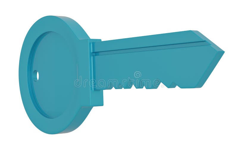 Blue Key Symbol Isolated on White Background. 3D Illustration Stock ...