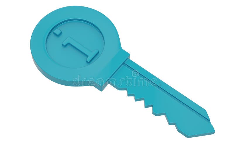 Blue Key Symbol Isolated on White Background. 3D Illustration Stock ...