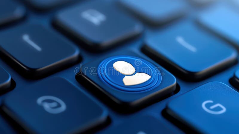 Blue Keyboard with a Heart, Touch of Love in the Digital World of ...