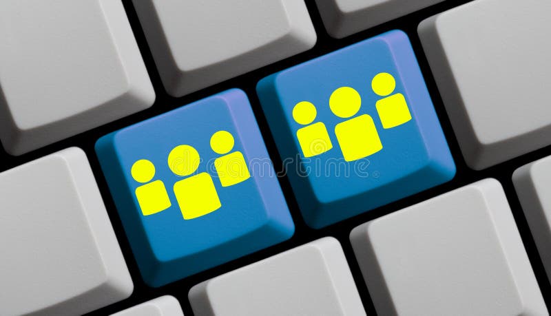 Blue Keyboard Showing Two Groups of People Stock Photo - Image of group ...