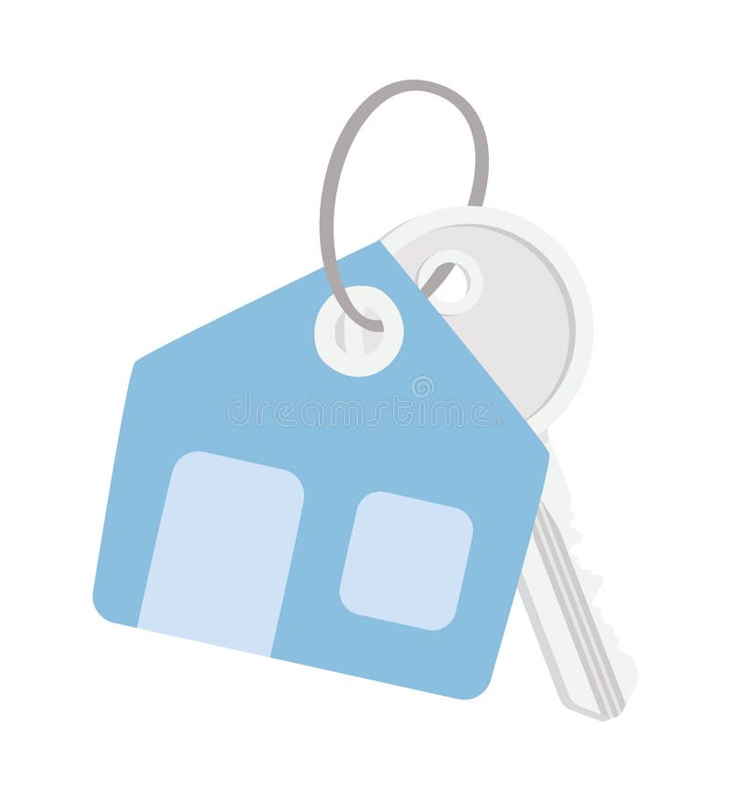 Blue Key with Keychain Icon in White Circle... Stock Vector ...