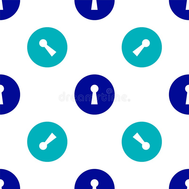 Blue Keyhole Icon Isolated Seamless Pattern on White Background. Key of ...