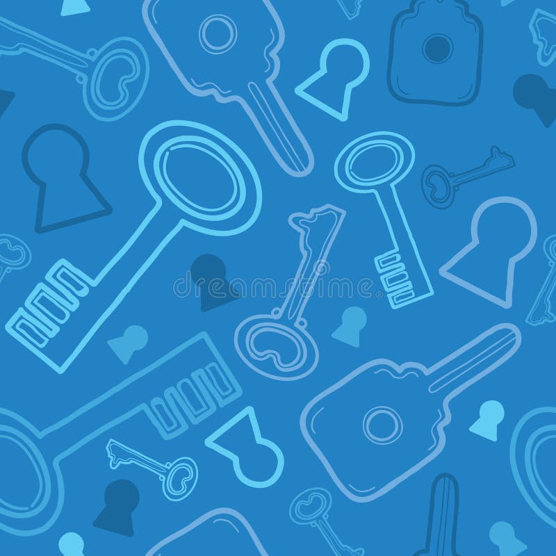 Blue Keys Seamless Pattern Background Stock Vector - Illustration of ...