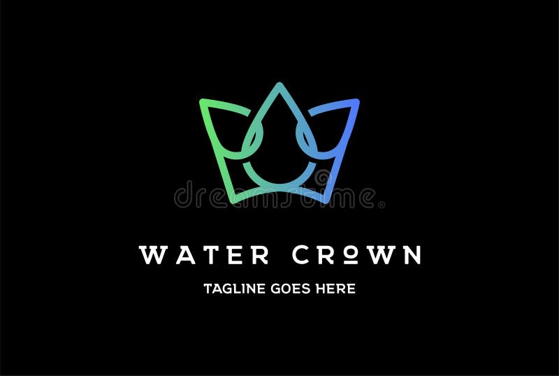 Blue King Crown with Aqua Water Drop Logo Design Stock Vector ...