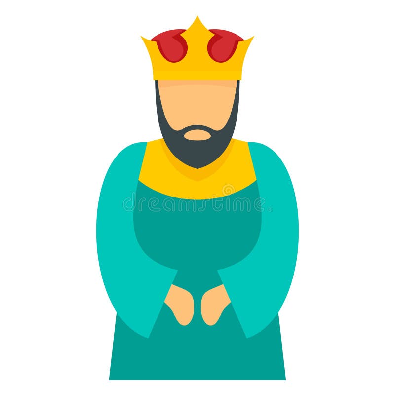 Blue king icon, flat style stock vector. Illustration of decoration ...