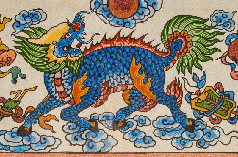 Chinese Traditional Kirin Pattern Stock Illustration - Illustration of ...