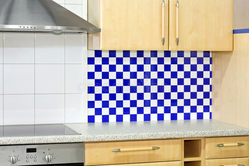 Blue kitchen counter stock image. Image of apartment - 182838689