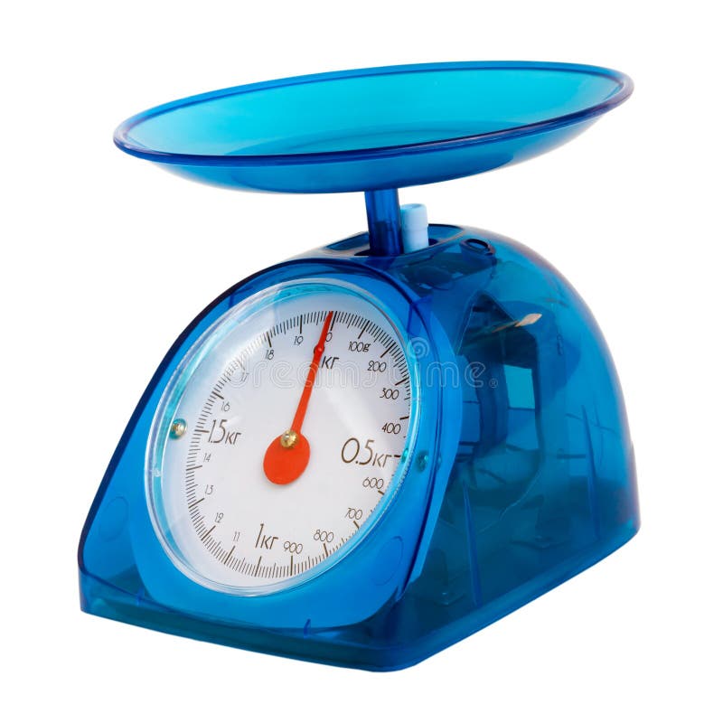 Blue Kitchen Scales Isolated(clipping Path) Stock Image - Image of ...