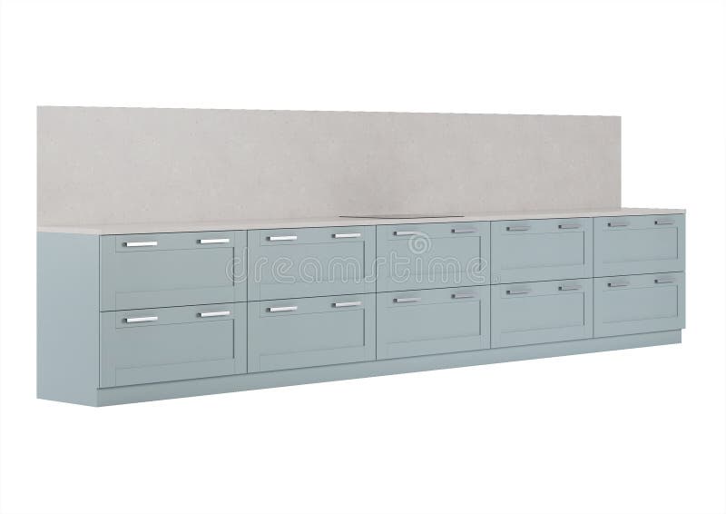 Blue Kitchen on a White Background. Stock Illustration - Illustration ...