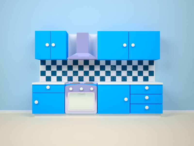 Blue kitchen stock illustration. Illustration of front - 46203078