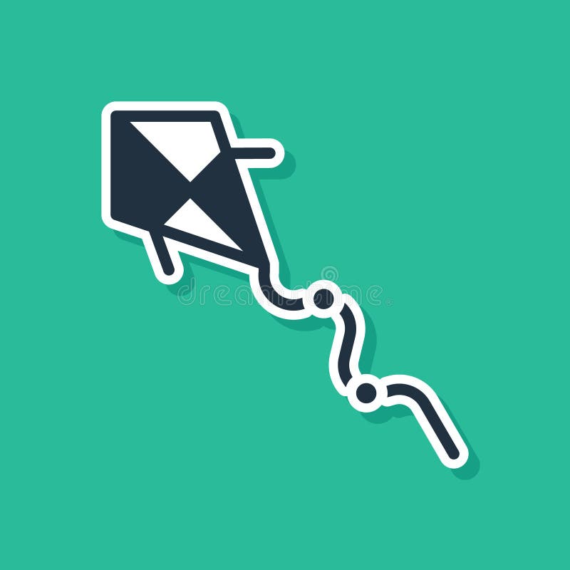 Blue Kite Icon Isolated on Green Background. Vector Stock Vector ...