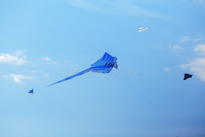 Blue kite in the sky stock photo. Image of kite, recreation - 100212644