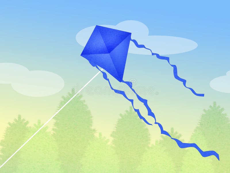 Blue kite in the sky stock illustration. Illustration of blue - 79360159